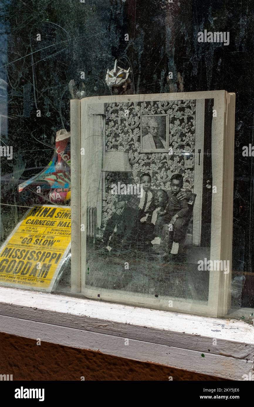 book in store window showing old photo of Martin Luther King Jr. with ...