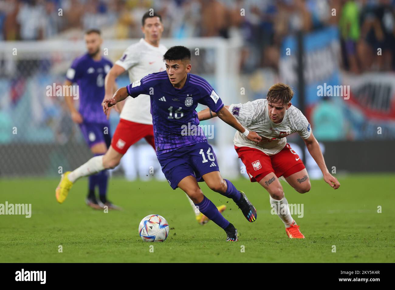 Doha, Qatar. 30th Nov, 2022. (L to R) Thiago Almada (ARG), Michal ...