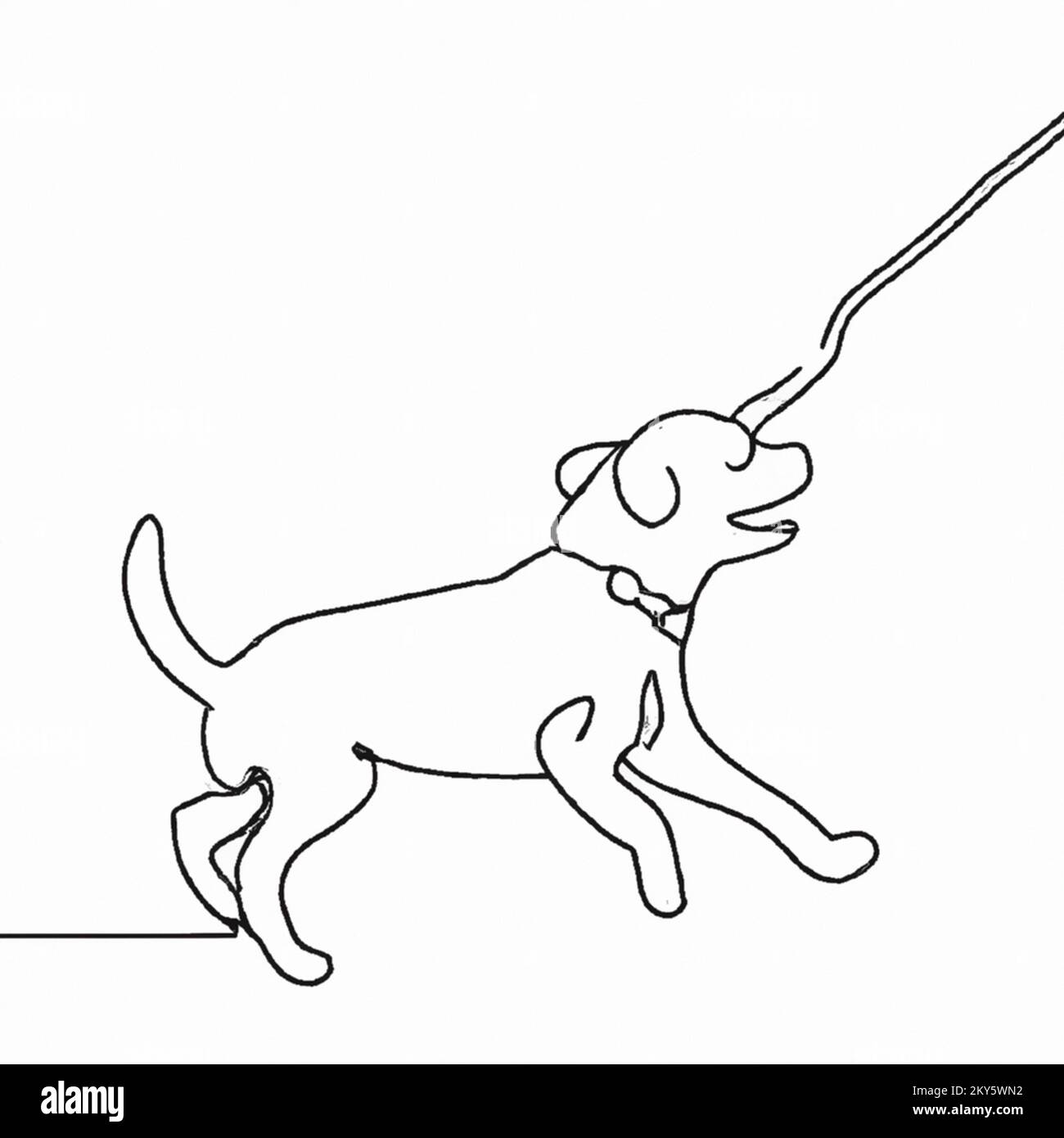 Illustration of a one-line minimalistic doodle sketch of a dog on a ...