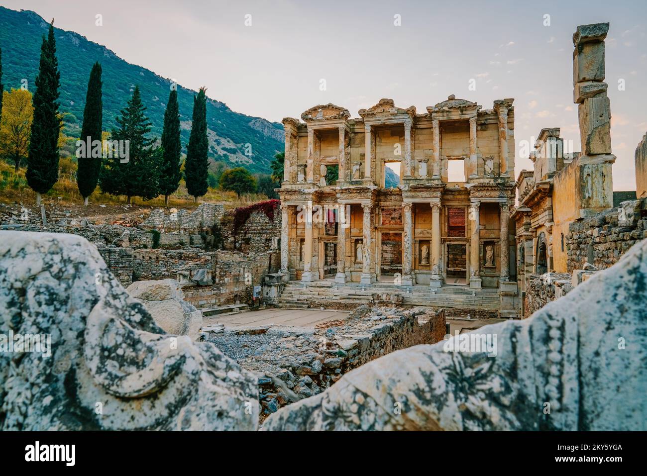 Celsus Library at Ephesus ancient city in Izmir, Turkey Stock Photo - Alamy