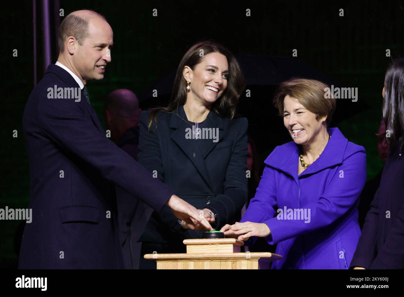 The Prince and Princess of Wales (left) join Governor Elect Maura Healy ...