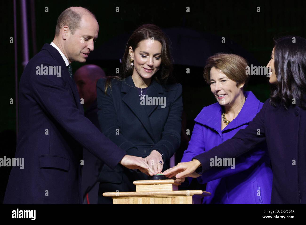 The Prince and Princess of Wales (left) join Governor Elect Maura Healy ...