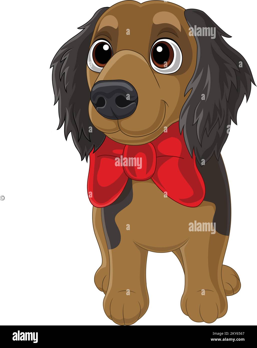 Cavalier king charles spaniel with red bow tie Stock Vector Image & Art ...