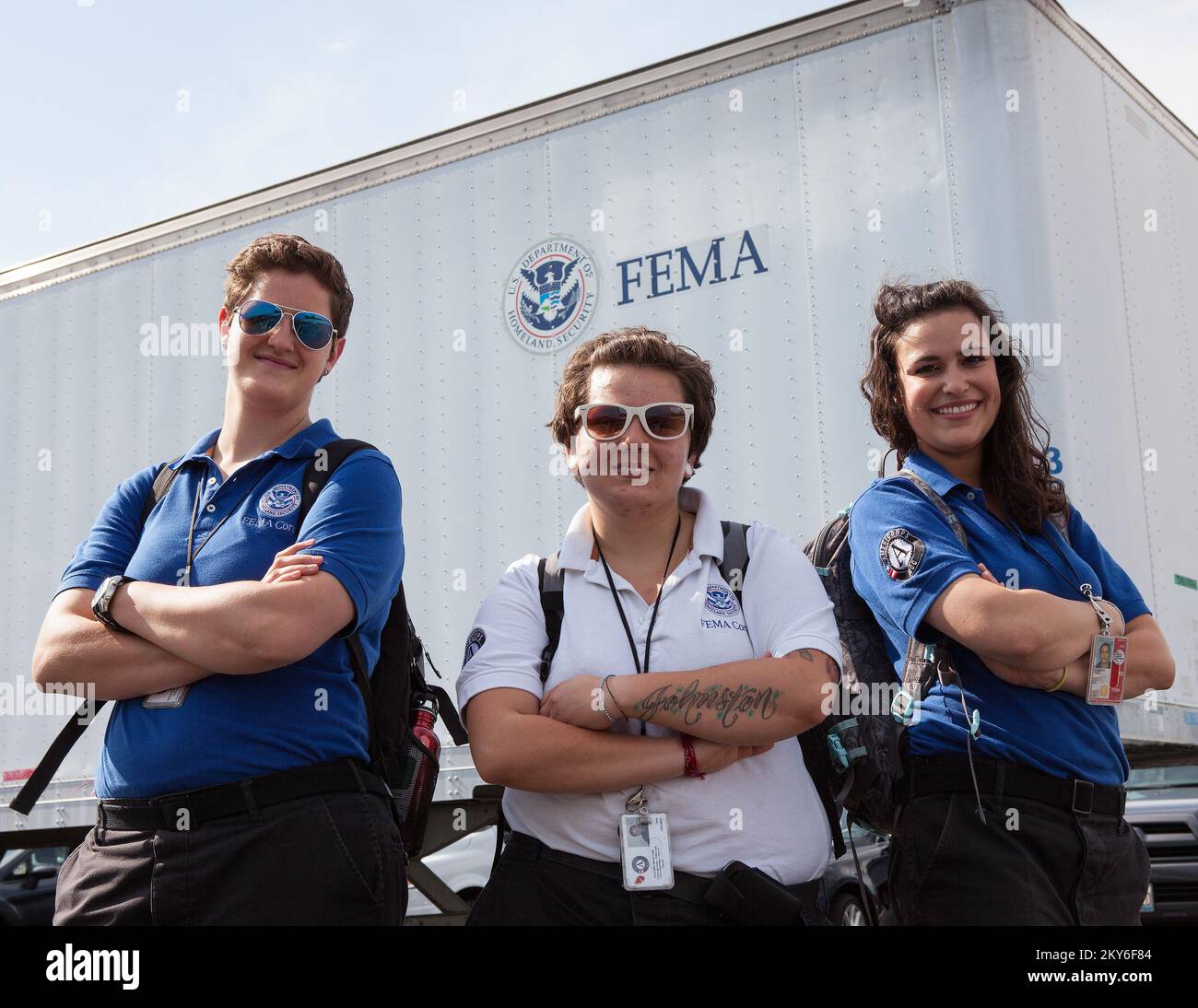 Aurora, Ill., May 30, 2013 FEMA Corps team members Jill Jaeger (L ...