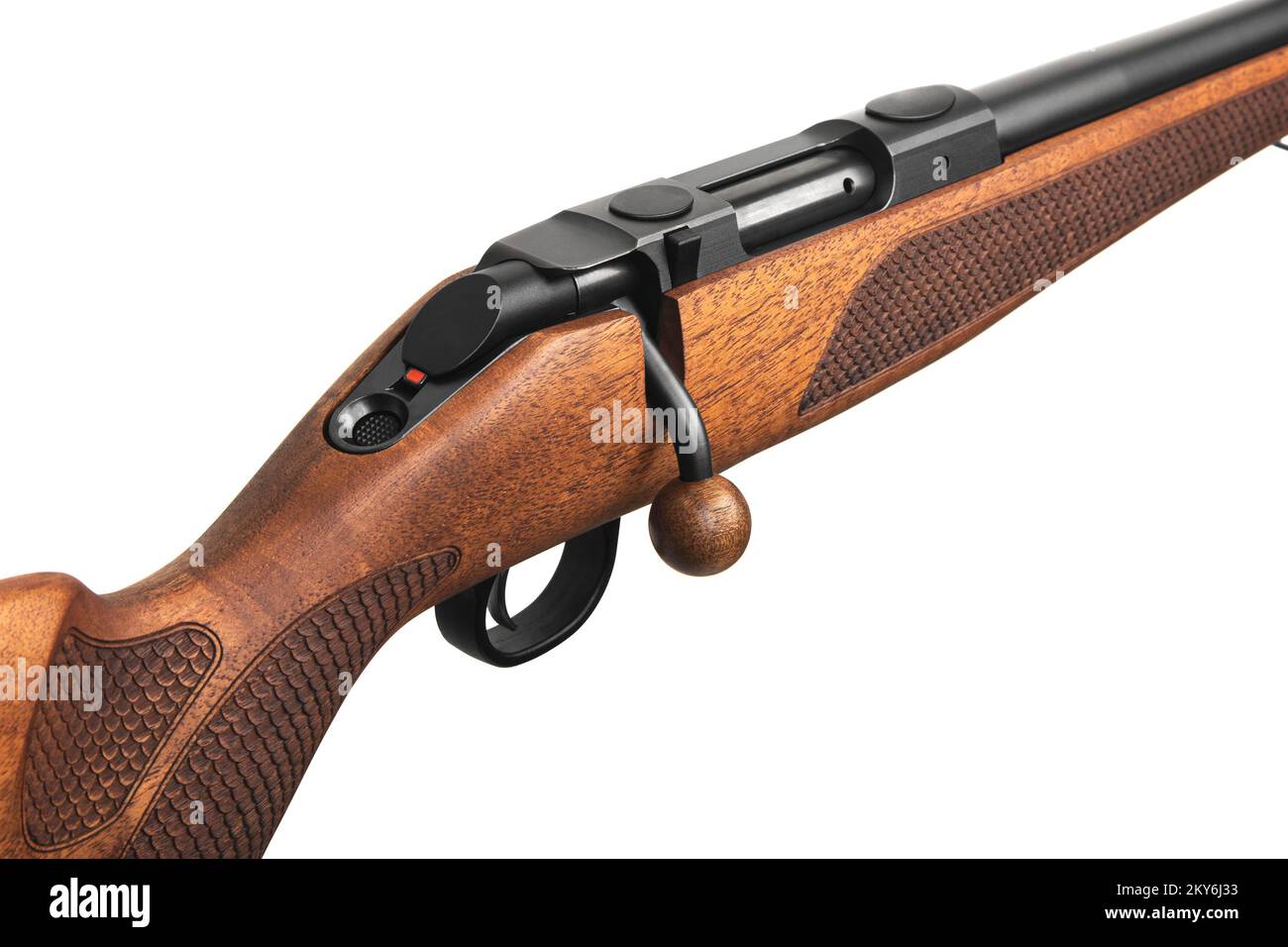 Modern bolt-action carbine with a wooden stock. Weapons for sports ...