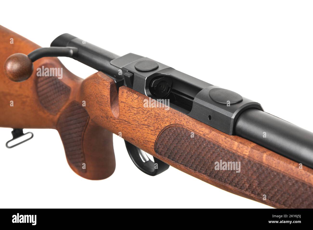 Modern bolt-action carbine with a wooden stock. Weapons for sports ...