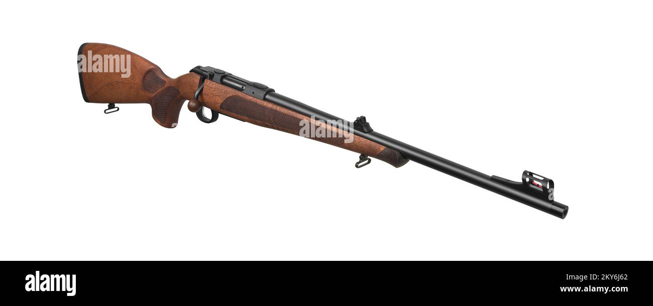 Modern bolt-action carbine with a wooden stock. Weapons for sports ...