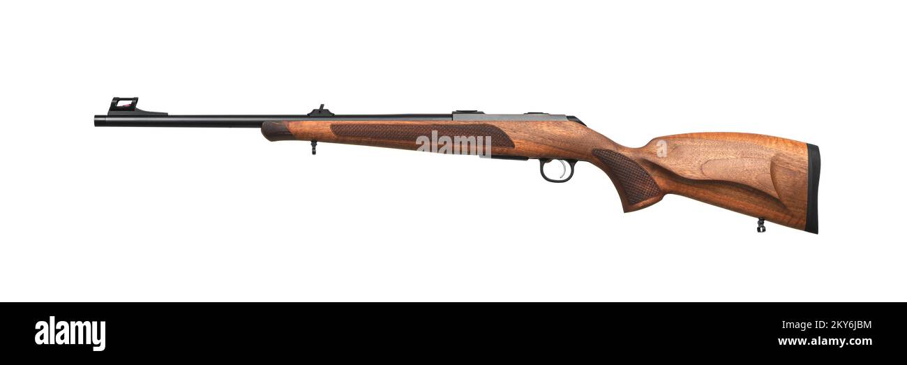 Modern bolt-action carbine with a wooden stock. Weapons for sports ...