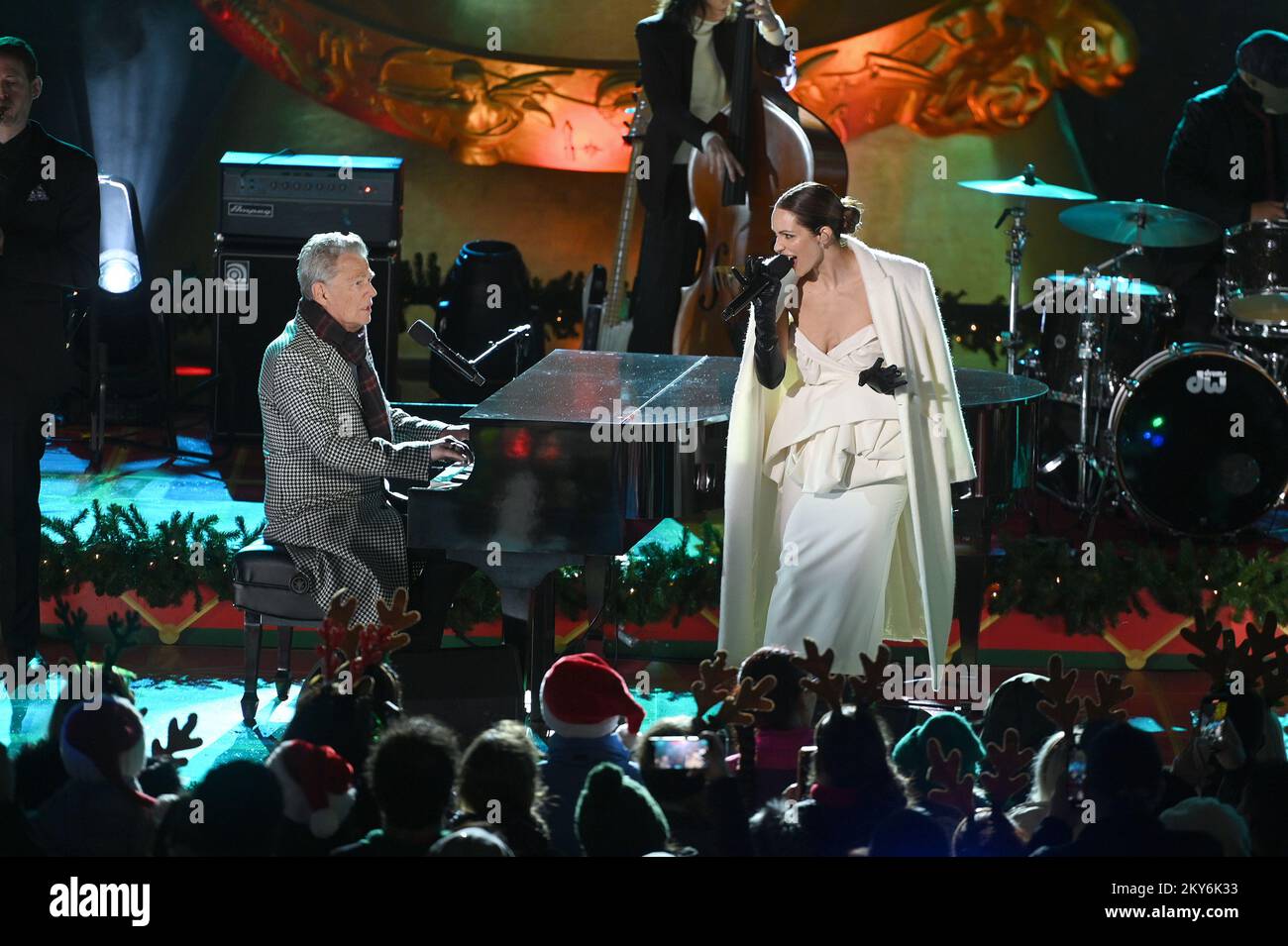 (L-R) David Foster (piano) and Katherine McPhee perform during the 90th ...