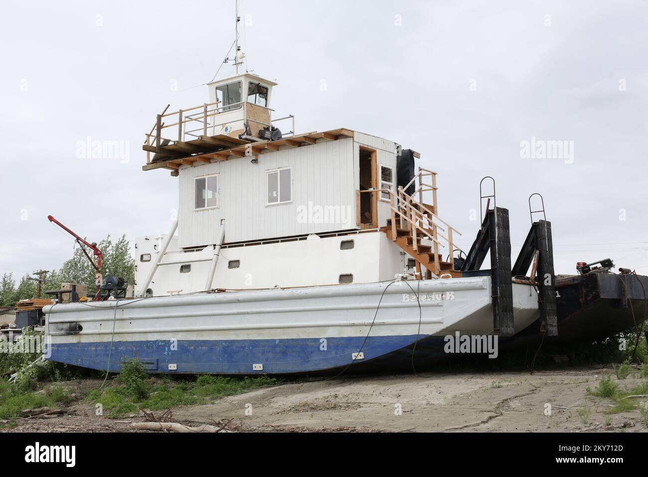 Galena, Alaska, June 29, 2013 A large tug barge was deposited onto the ...