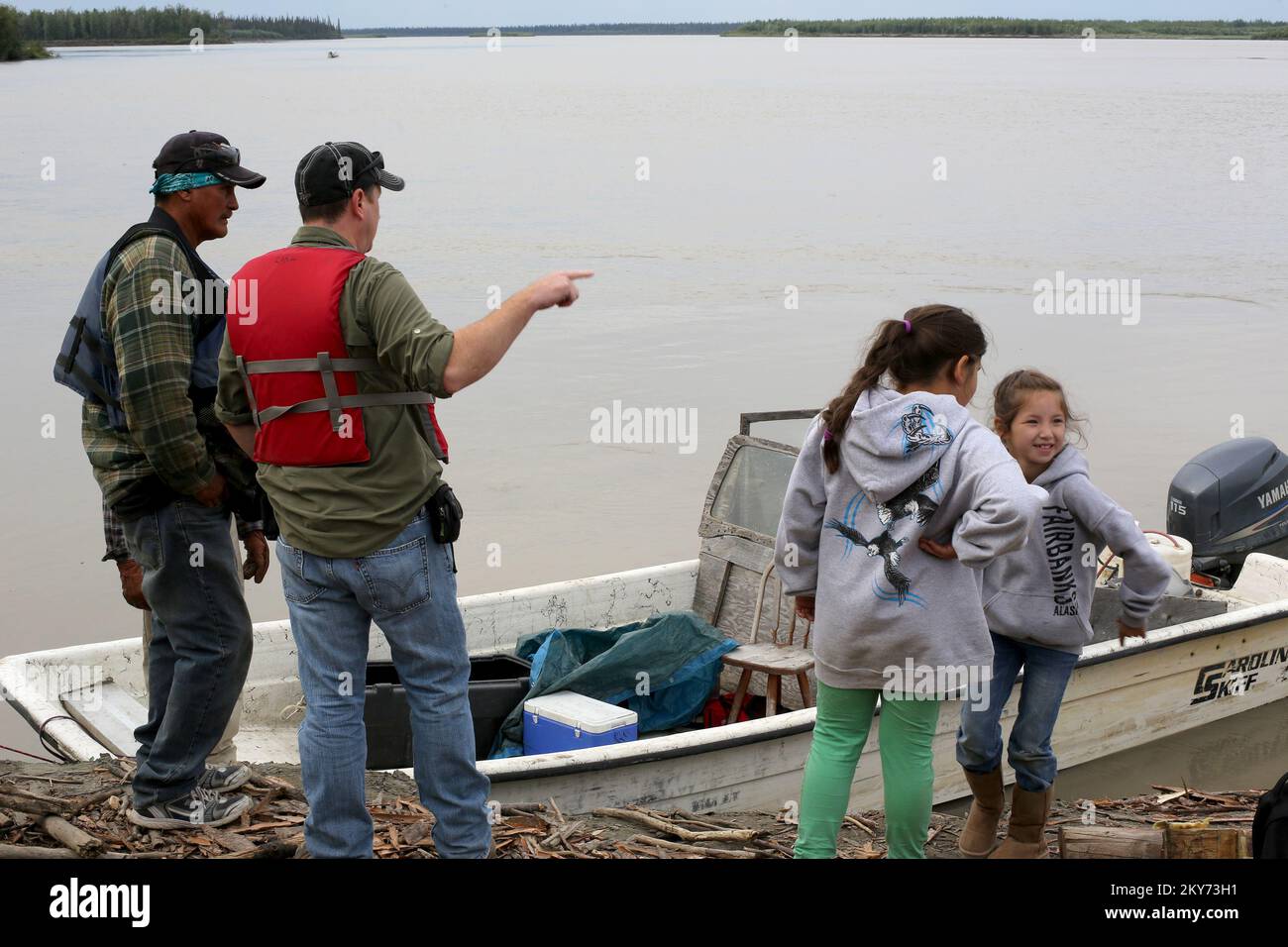 Fort Yukon, Alaska, July 6, 2013 The Native American Gadzow children ...