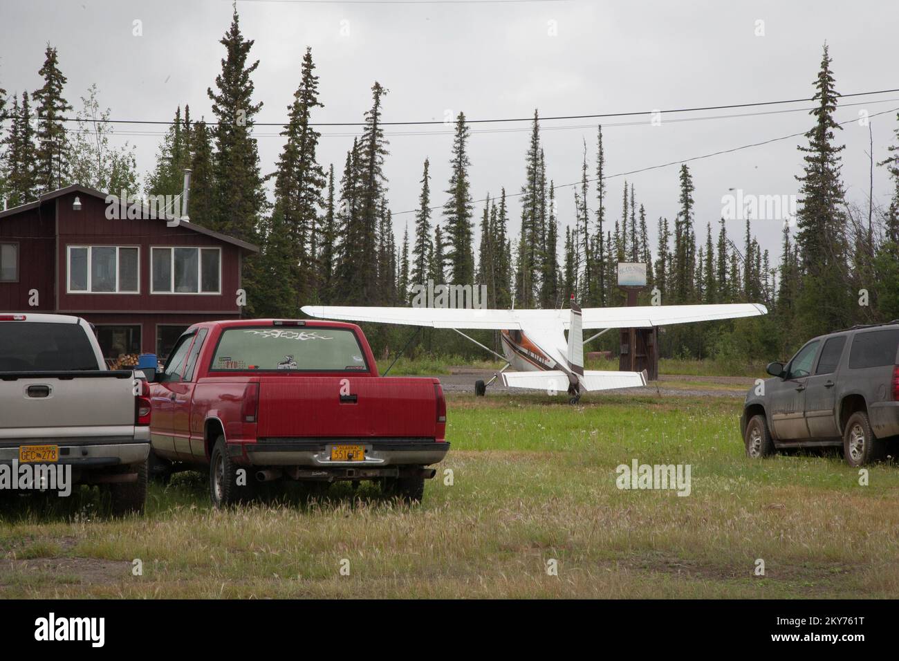 Fort Yukon, Alaska, July 8, 2013 Pickup trucks and light planes are the ...