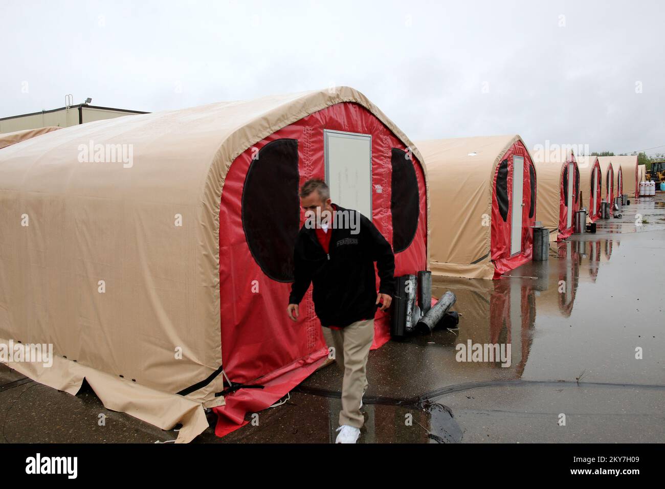 Galena, Alaska, Aug. 18, 2013 Winterized tents are being constructed in ...