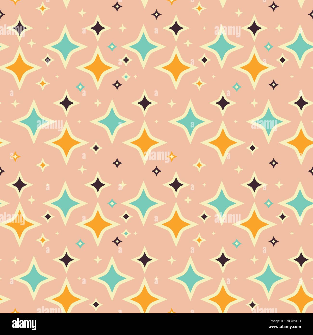 Retro vintage Mid Century pattern in 70s style. Vector illustration ...