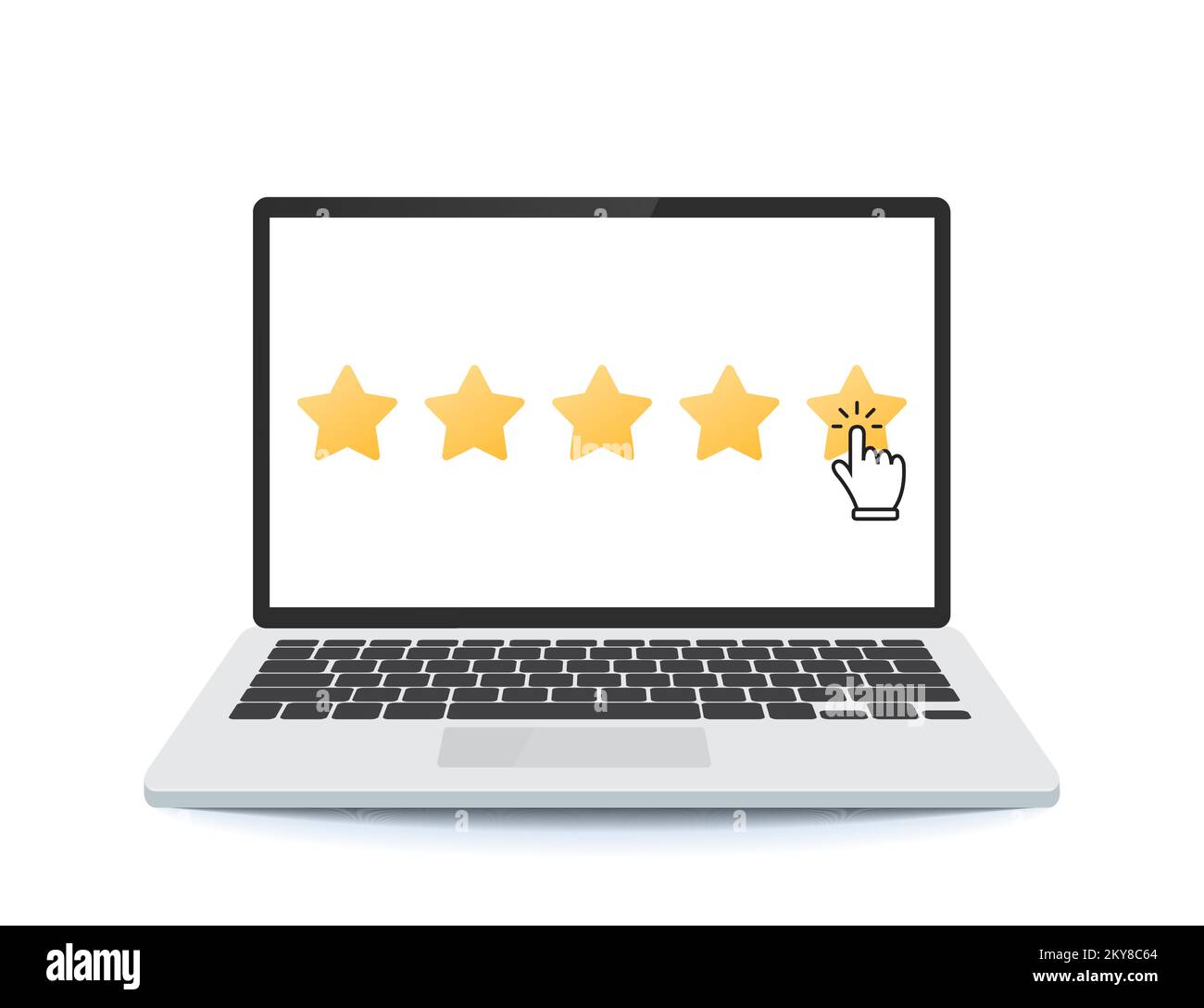 Laptop with customer choice product evaluation in star rating. Computer ...