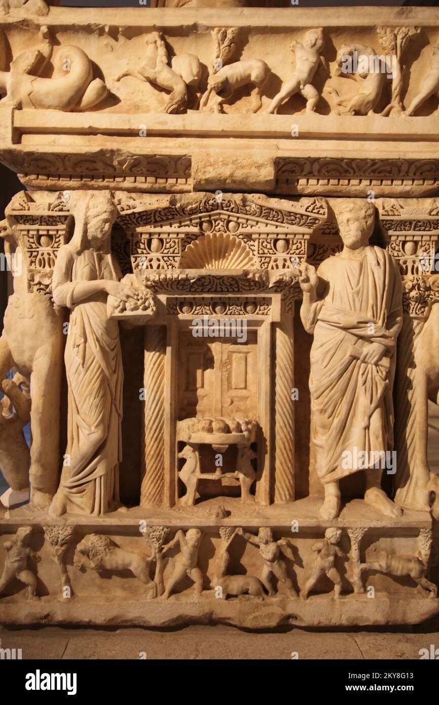 Sidamara Type Sarcophagus detail from Roman Period (AD 3th Century) at ...