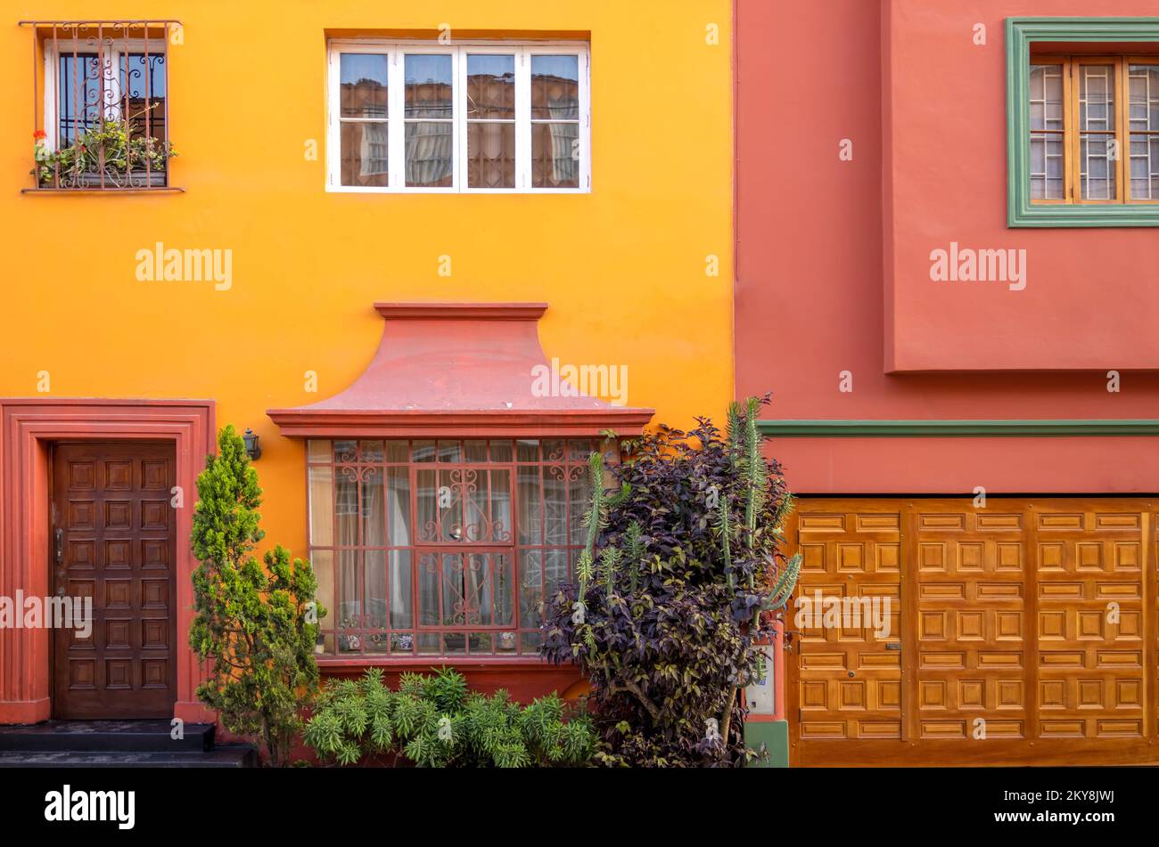 Lima, Peru, old city streets and colorful buildings in Miraflores ...