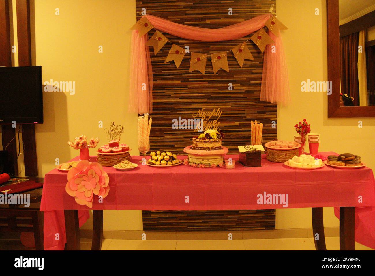 Beautiful cakes and Decorations for Parties Stock Photo - Alamy