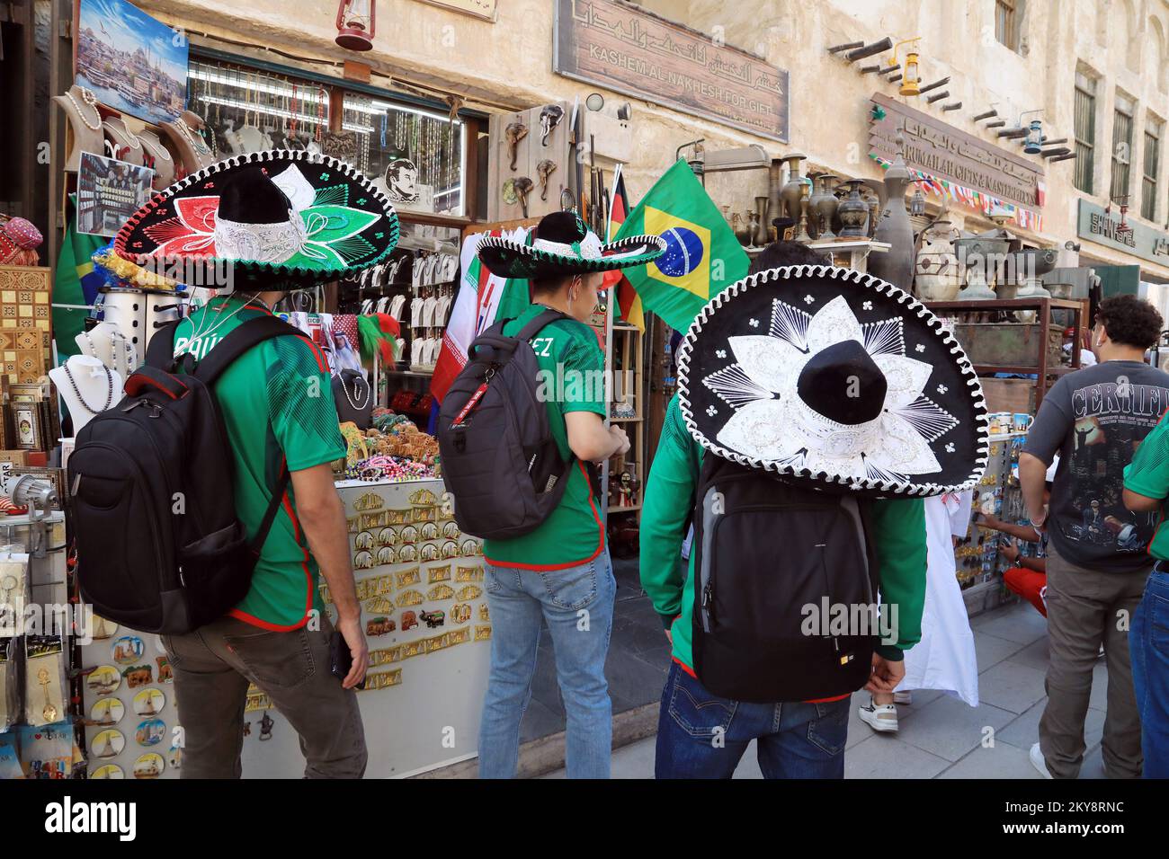 Doha, Qatar. 30th Nov, 2022. Mexican fans attend at old marketplace ...