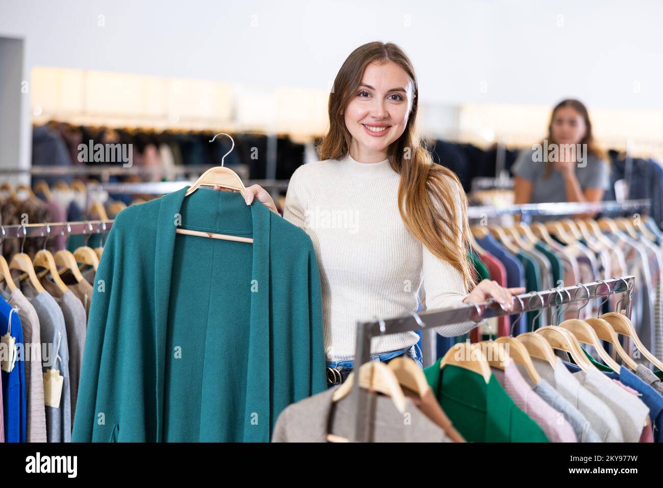 Smiling positive girl deciding hi-res stock photography and images - Alamy