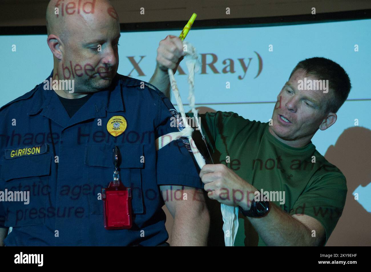 Supervisory CBP Border Patrol Agent Jack Phillips demonstrates the ...