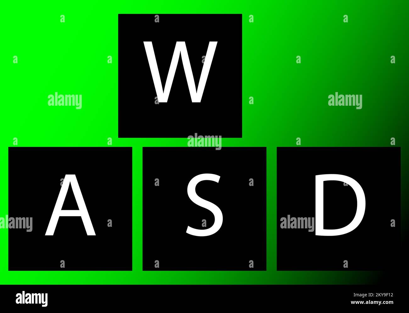 Gaming keyboard, Gaming keys A and W and S and D, lime and black color ...