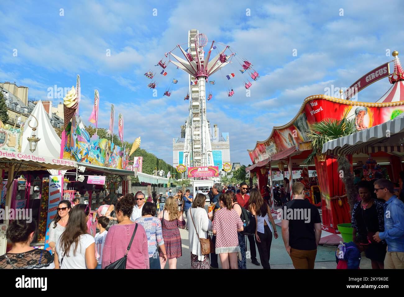 PARIS, FRANCE - AUGUST 09, 2015: amusement park near Louvre. Amusement ...