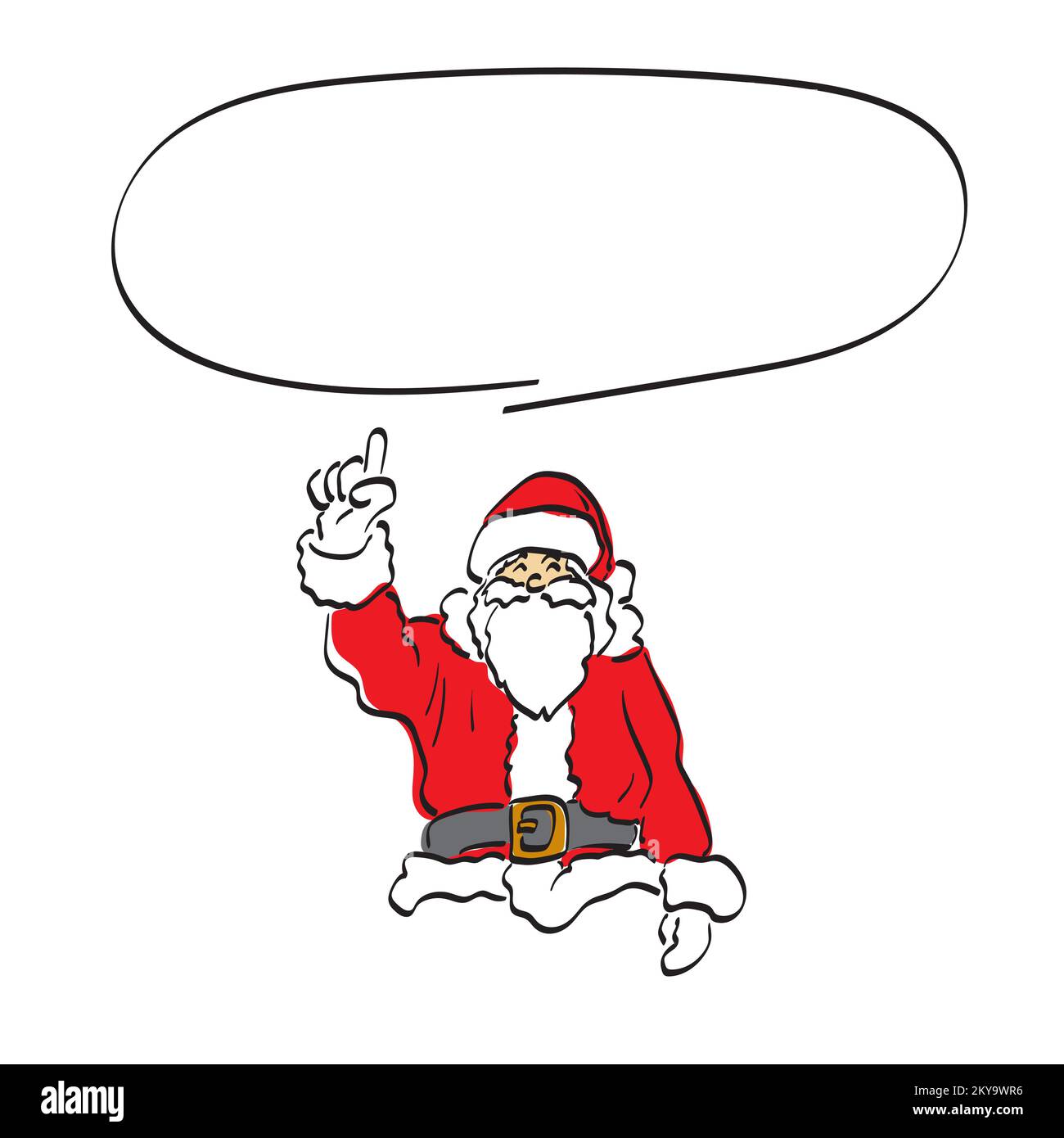 half length of santa claus pointing up to blank space illustration ...