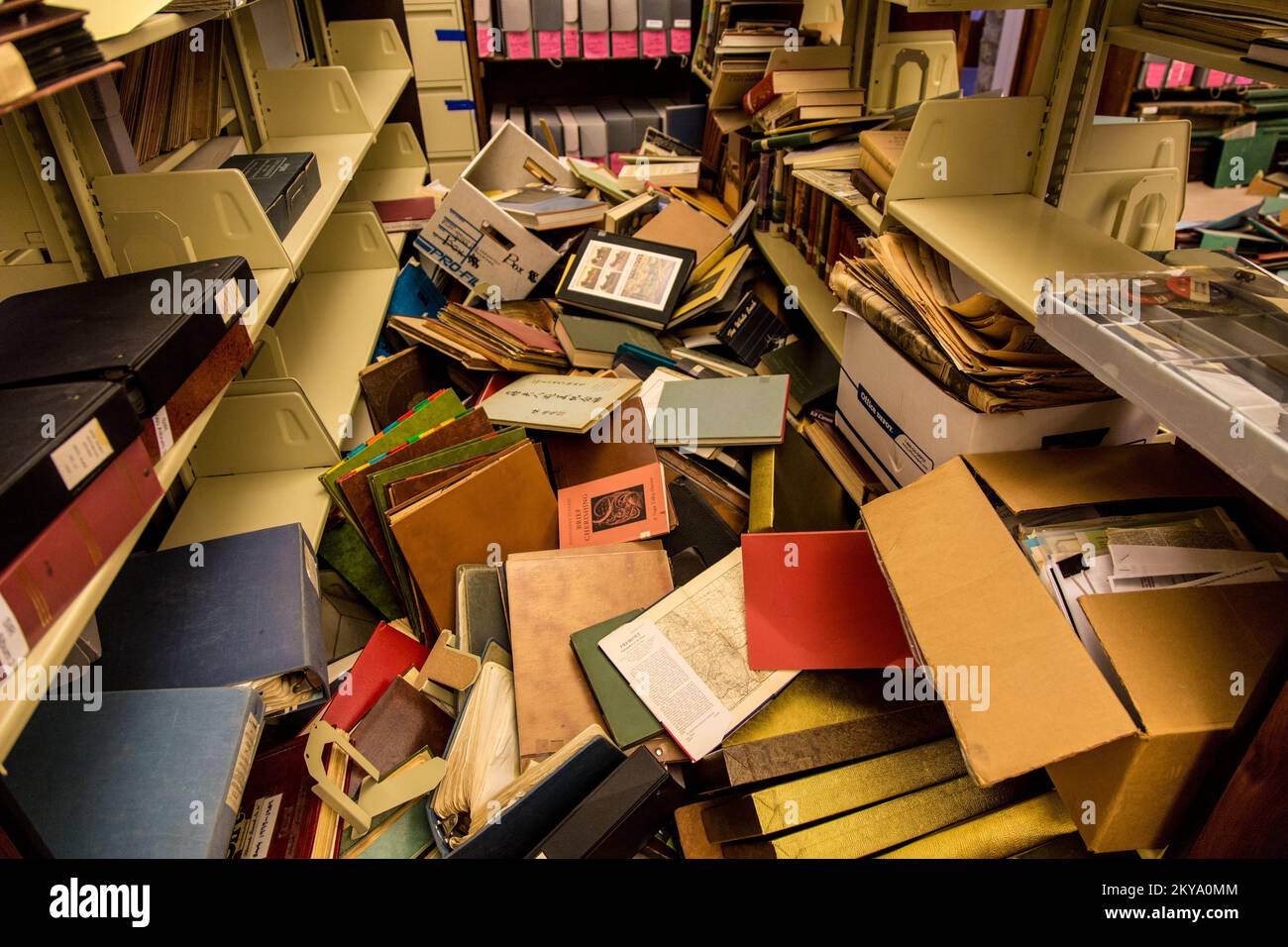Napa, CA, September 9, 2014 ; Books scatter the floor of the historic ...