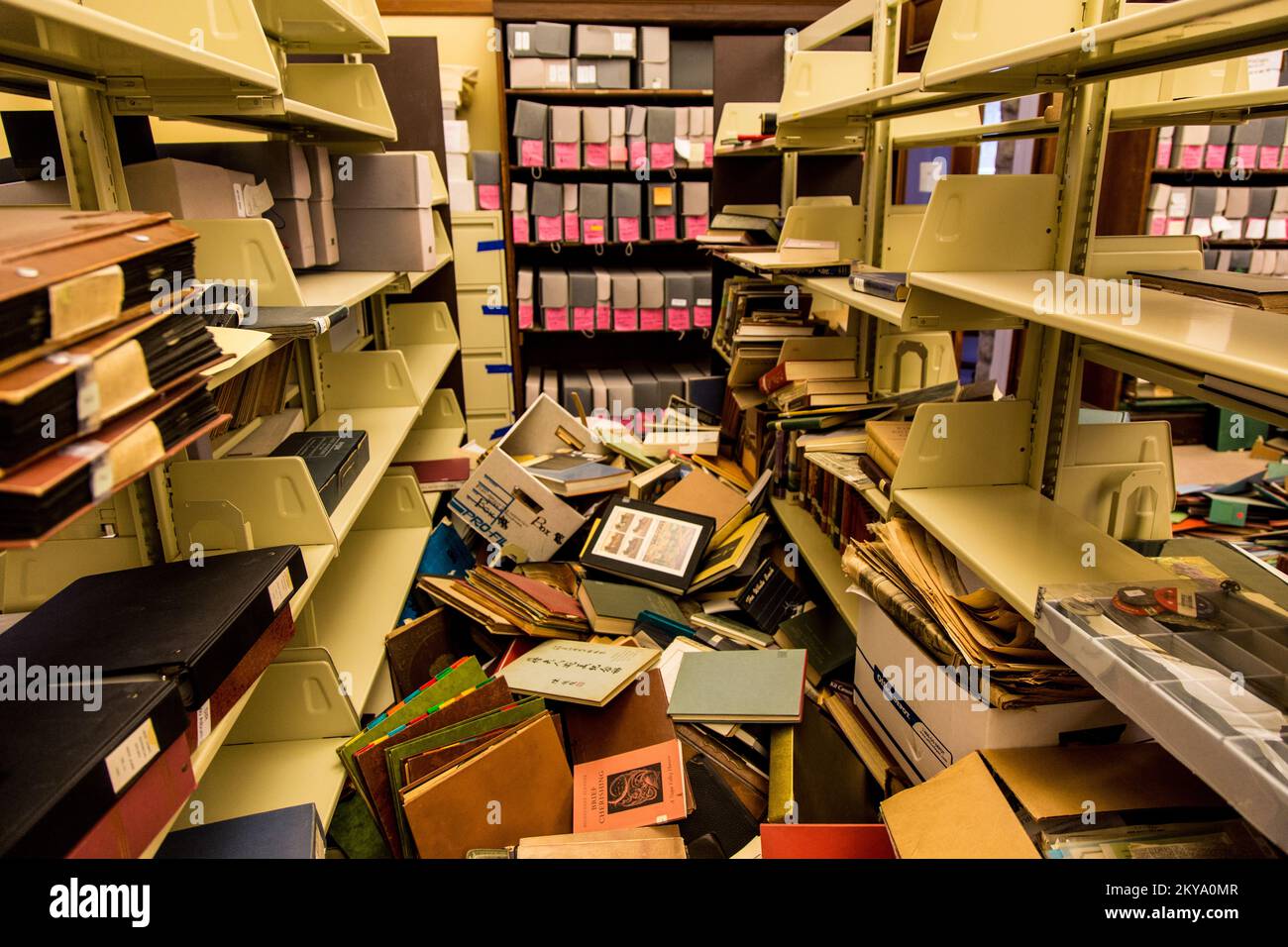 Napa, CA, September 9, 2014 ; Books scatter the floor of the historic ...
