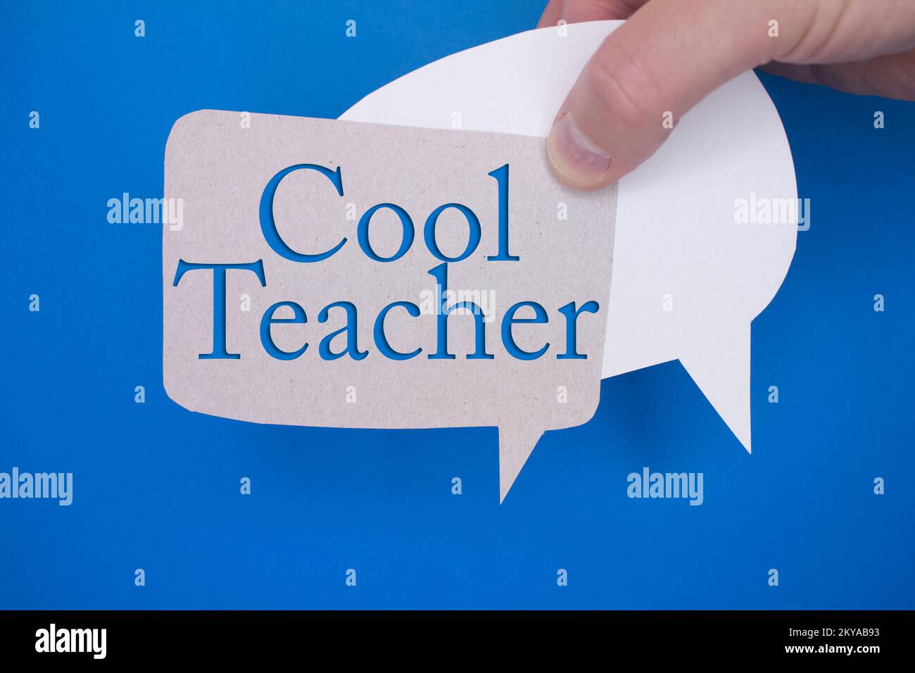Speech bubble in front of colored background with Cool Teacher text ...