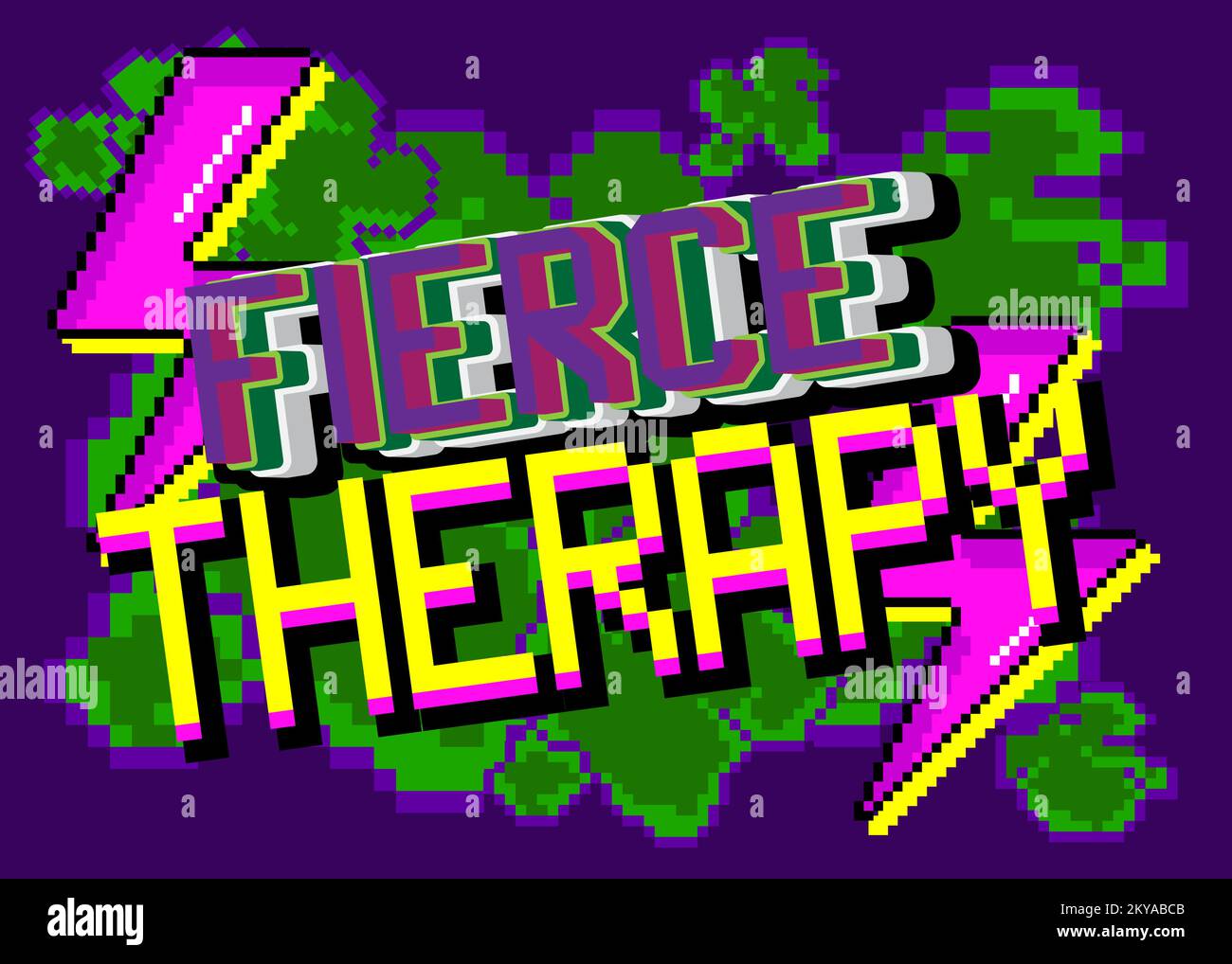 Fierce Therapy Pixelated Word With Geometric Graphic Background