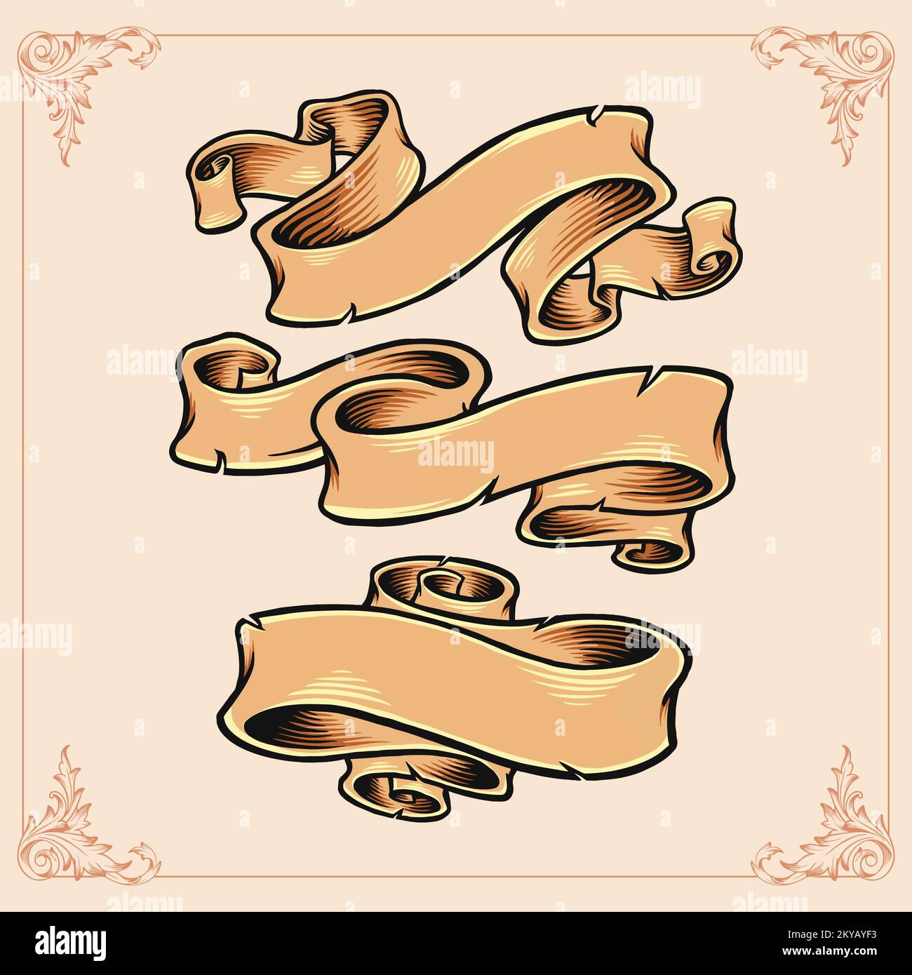 Classic ribbon swirls set illustration vector illustrations for your ...