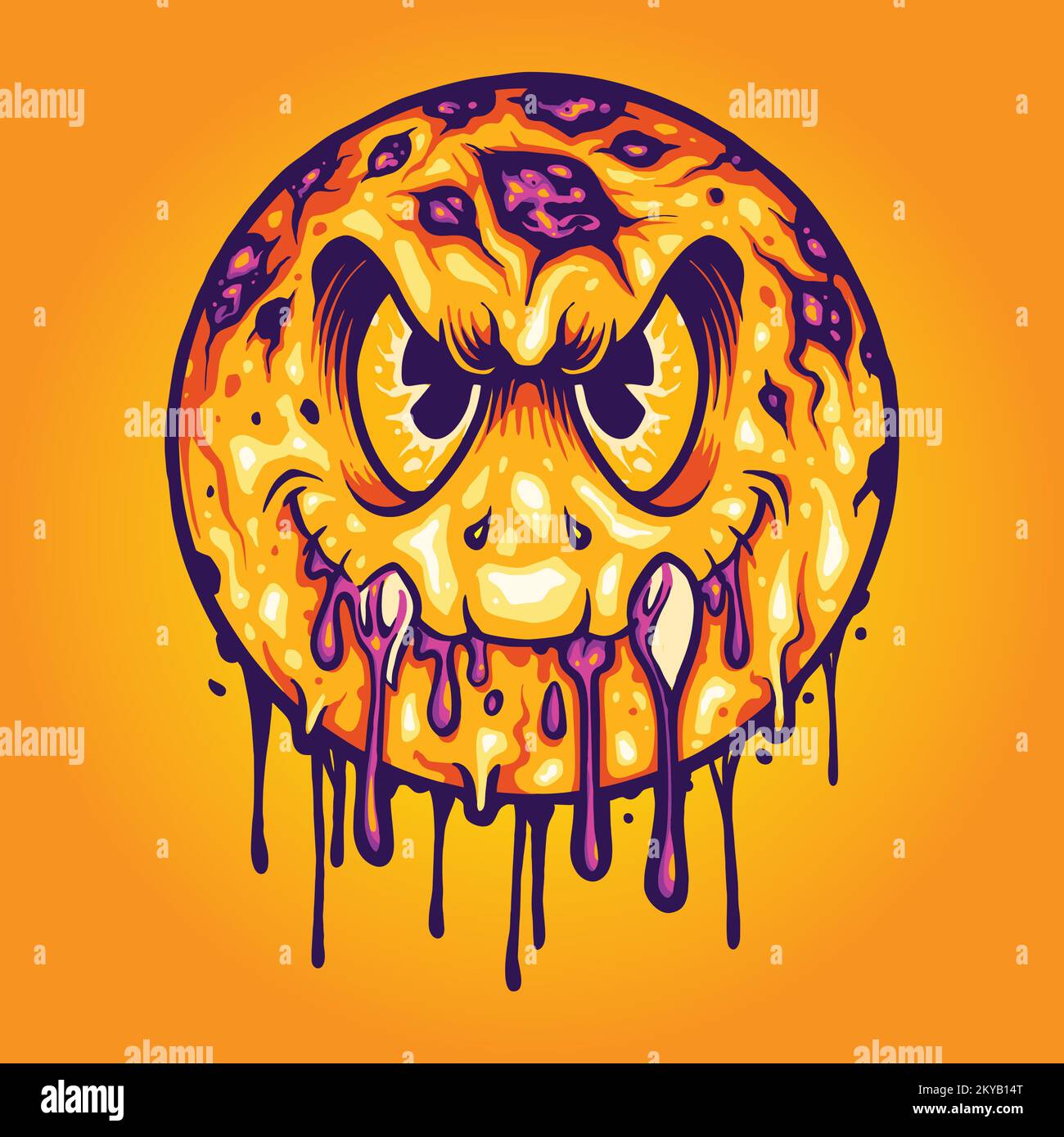 Smiley monster face emoticons illustration vector illustrations for ...