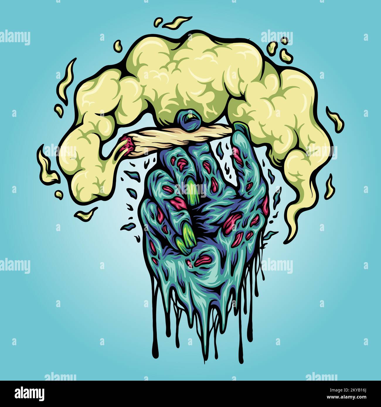 Smoking cannabis monster hand illustration vector illustrations for ...