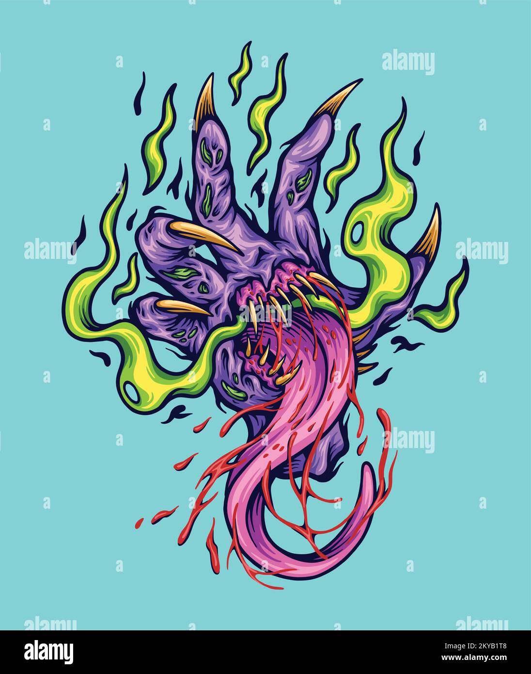 Scary monster hand with smoke flame illustration vector illustrations ...