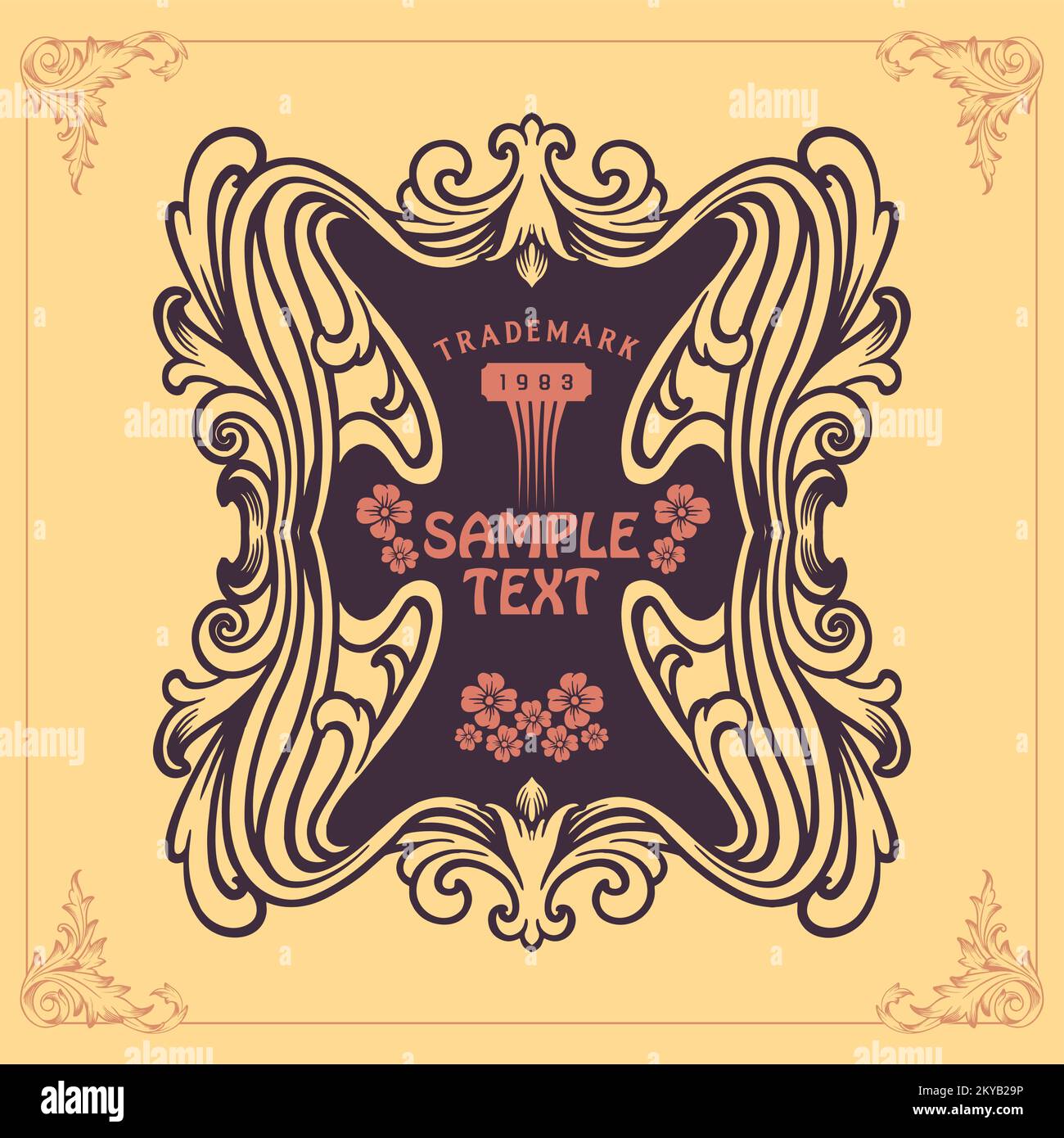 Vintage label swirl ornament illustration vector illustrations for your ...