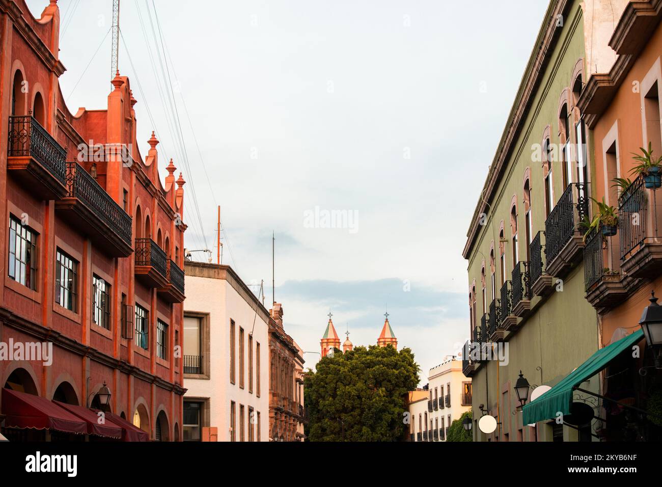 Twilight view of the colonial architecture and historic church of ...