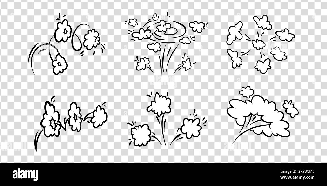 Comic boom effect clouds. Set of explosion bubbles and smoke. Vector ...