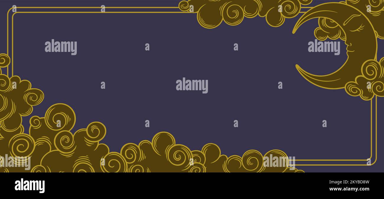 Tarot poster with engraved moon symbol. Aesthetic tarot frame for ...