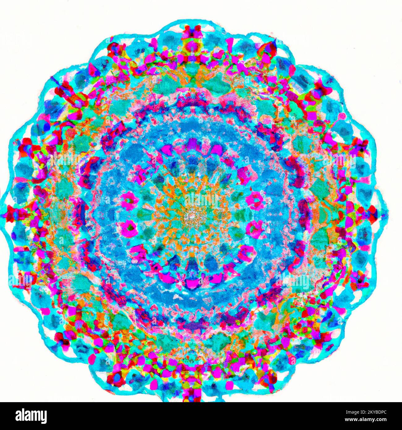 A colorful mandala illustration with symmetry and decorative design ...