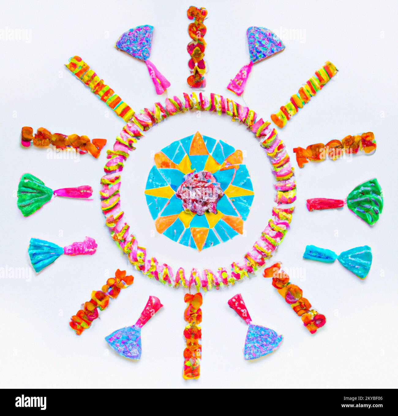 A colorful mandala illustration with symmetry and decorative design ...