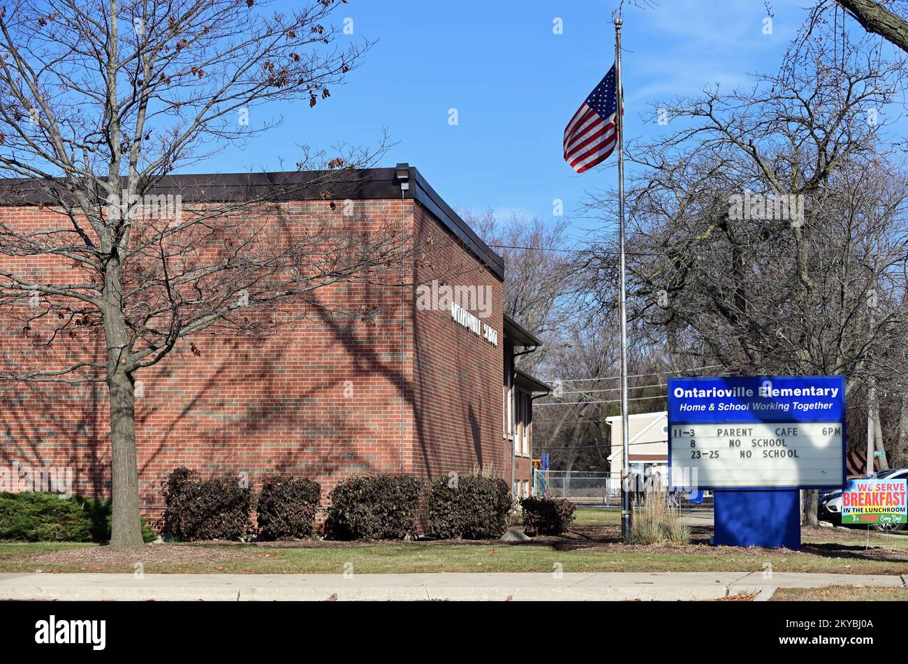 Hanover Park, Illinois, USA. A neighborhood elementary school in a ...