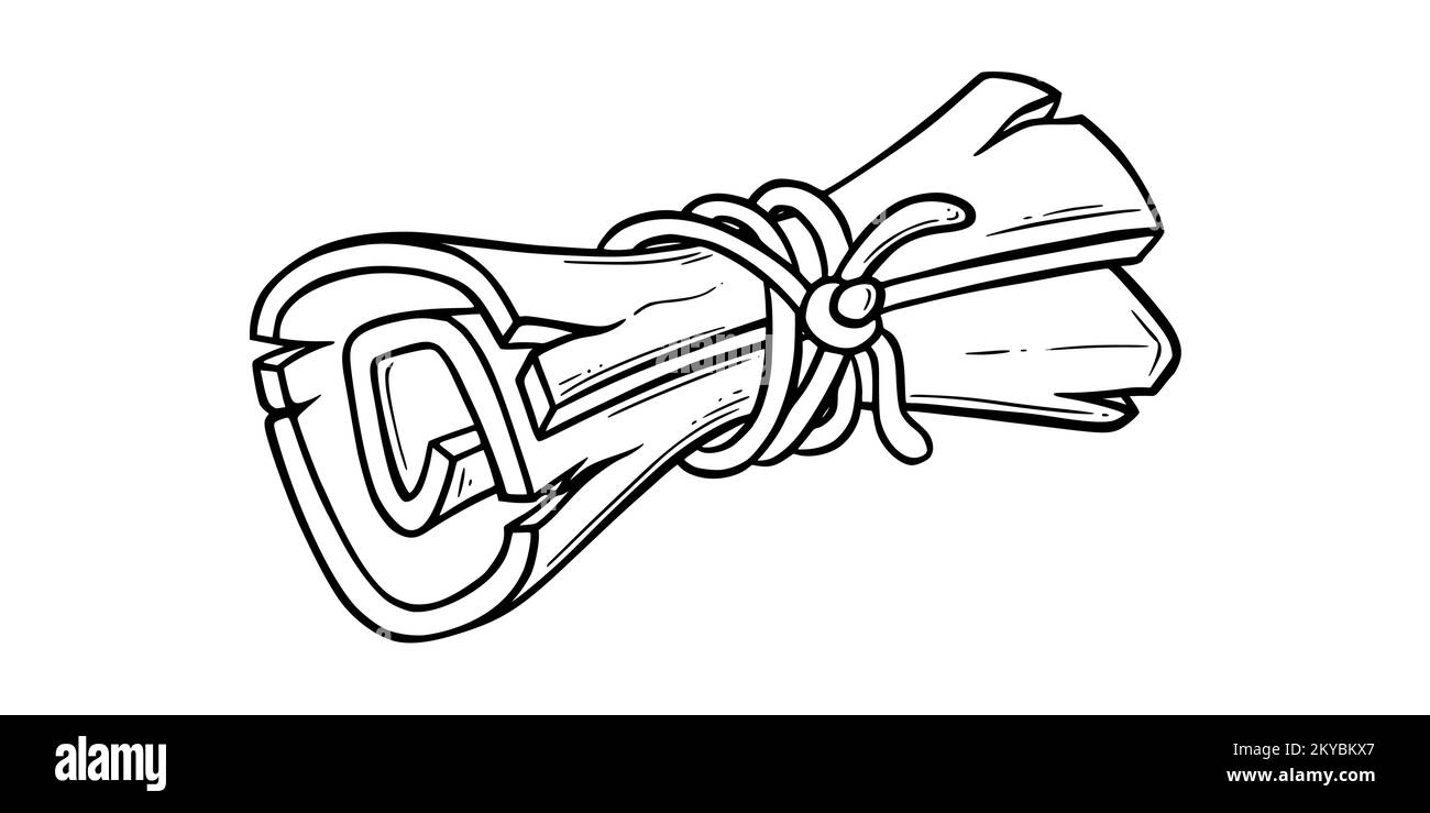 Old scroll sketch. Torn paper scroll with a ribbon for games. Vector ...