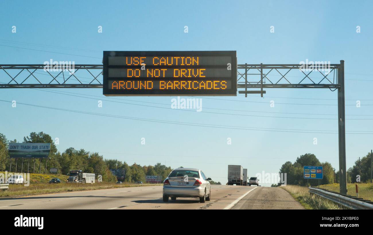 Road signs warn drivers of potential dangers.. South Carolina Severe ...