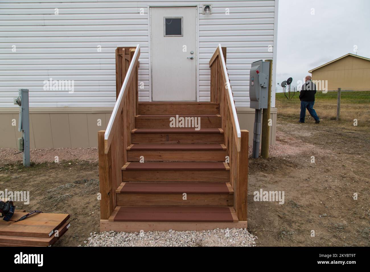 Traditional steps for a Manufactured Housing Unit (MHU) parked in the ...
