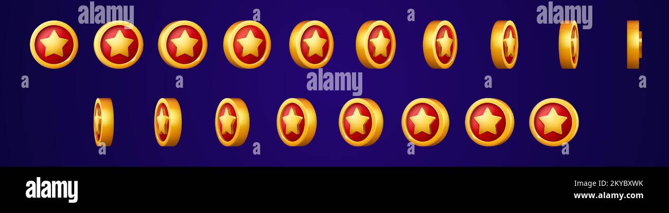 Circle badge with star turn around. Game trophy, bonus, medal icon ...