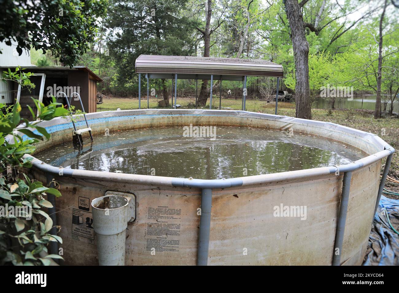 Image of an above ground pool that was destroyed in the storm.. Image ...
