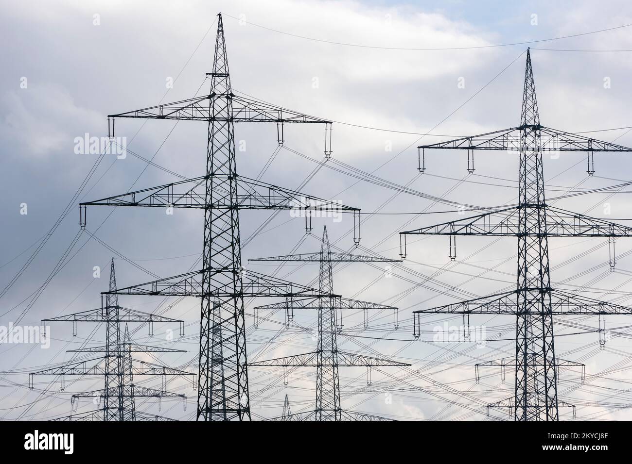 High-voltage pylons, overhead lines, power lines, Baden-Wuerttemberg ...