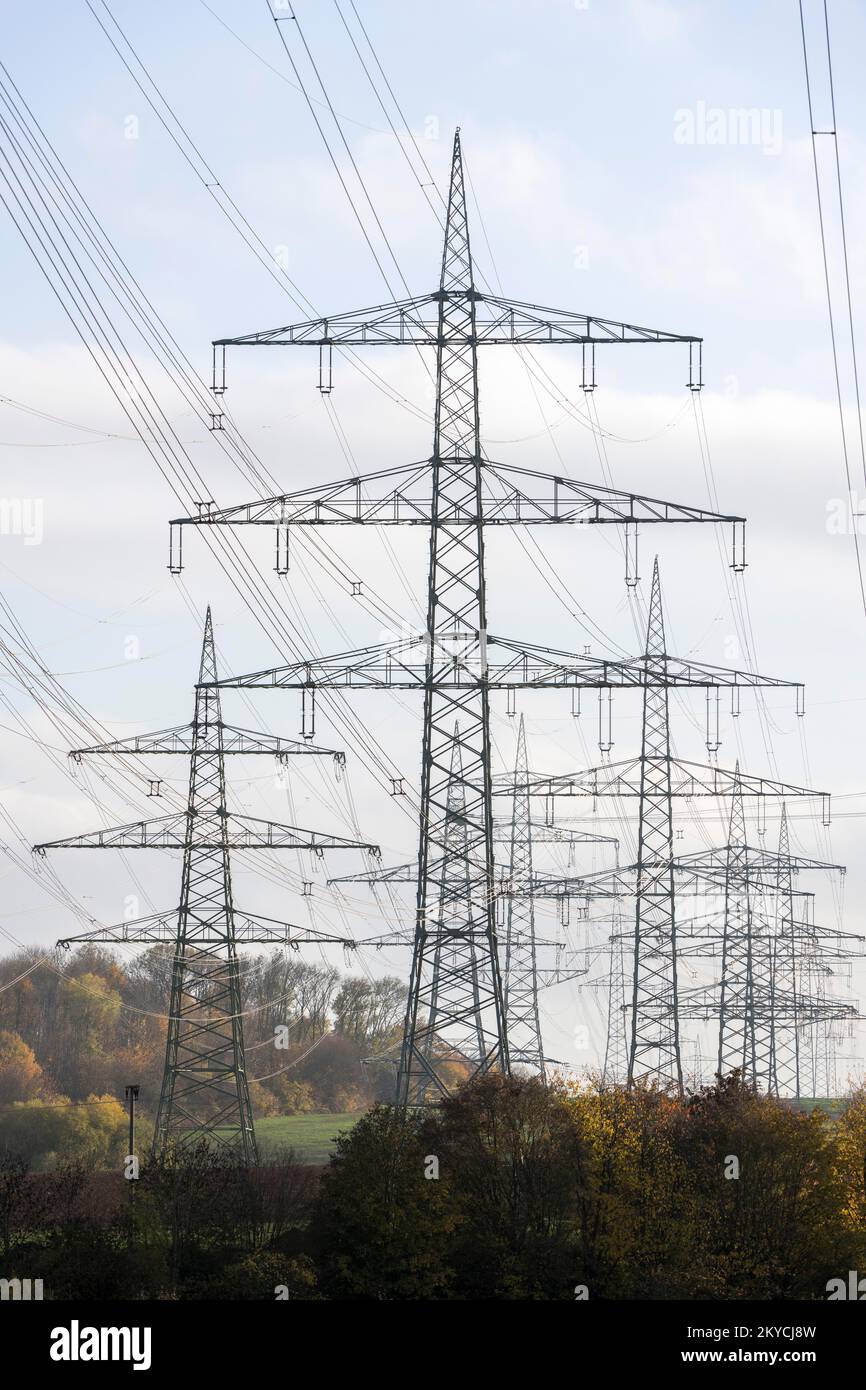 High-voltage pylons, overhead lines, power lines, Baden-Wuerttemberg ...